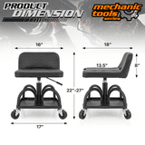 M-AUTO Rolling Garage Stool, Adjustable Height Mechanic Seat with Tool ...
