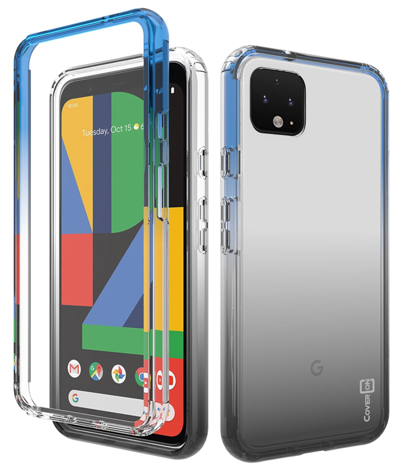 CoverON Google Pixel 4 Clear Case with Two-Tone Colors Heavy Duty Full ...