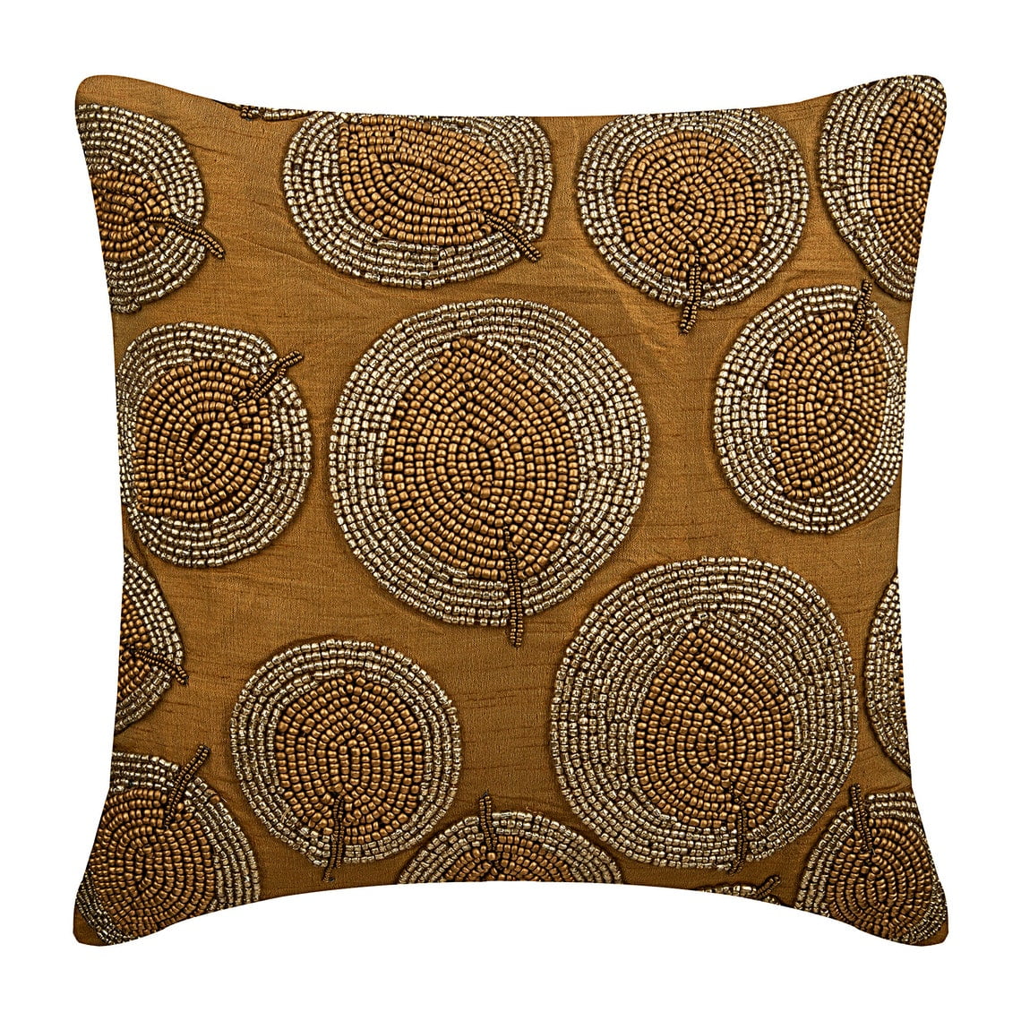 Gold Pillows Cover, 24x24 Silk Pillow Cover, Sparkly Beads Embroidery ...