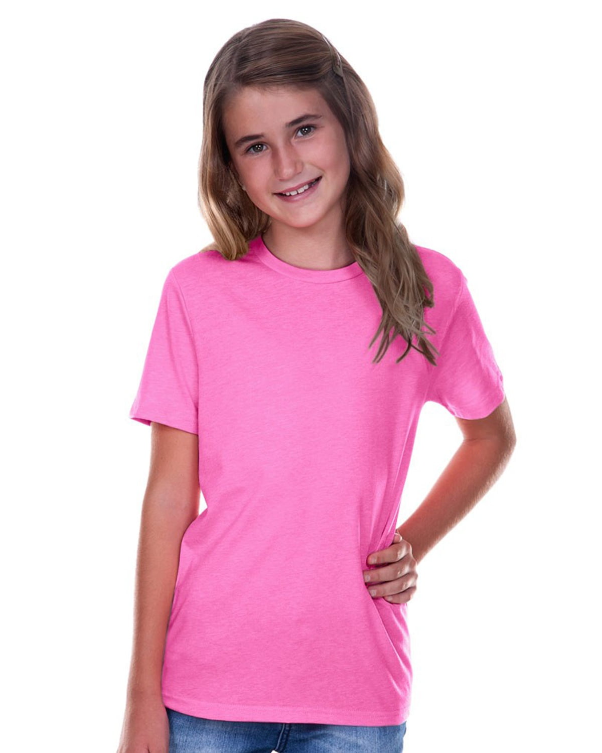 Kavio Youth Crew Neck Jersey Tee Short Sleeve Style YJP0495 - Pink ...