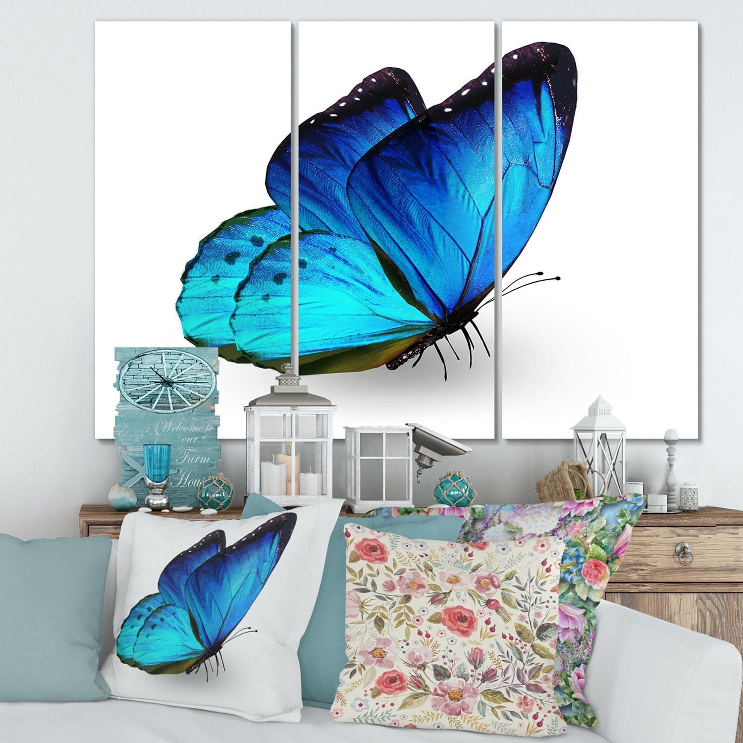Click here for Designart Vibrant Blue Butterfly Canvas Wall Art 3... prices