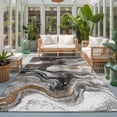 Abstract Fluid Area Rug, Vintage Gold Black Marble Texture Non-Slip ...