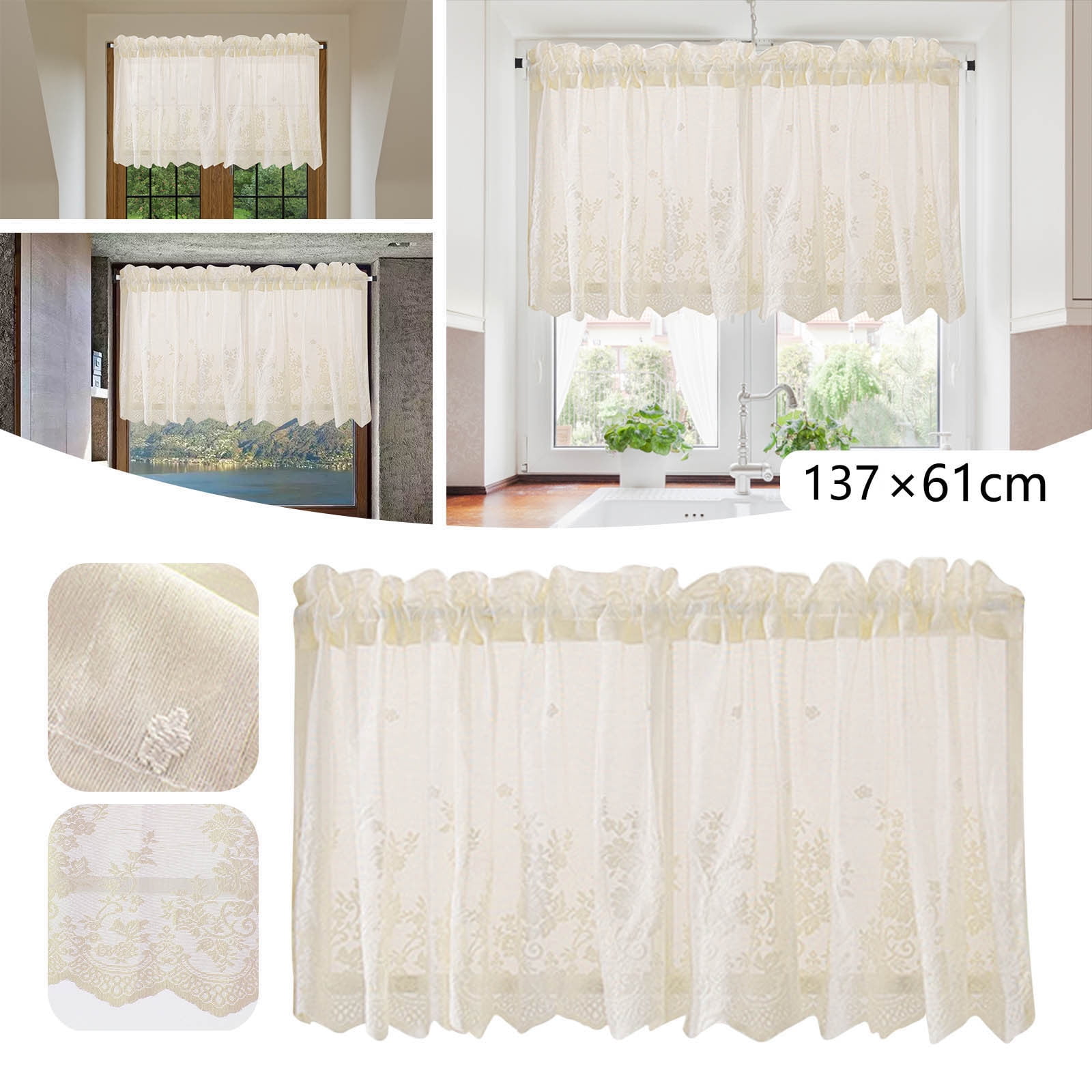 Click here for Panxico Sheer Curtains lace Floral Lace Curtains K... prices