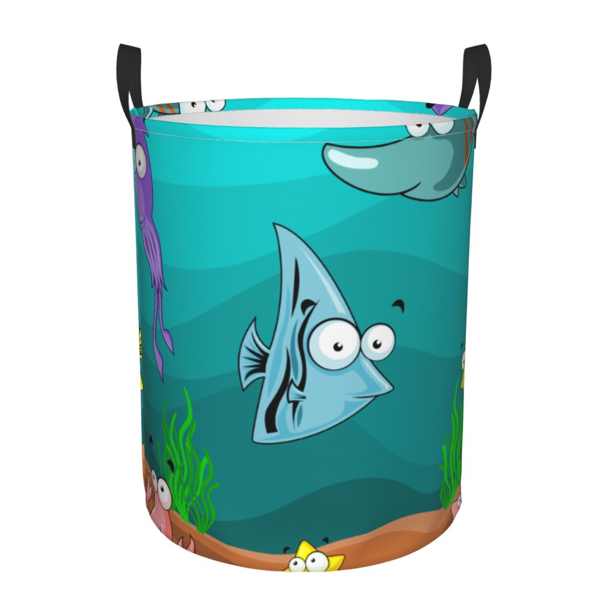 LNWH Laundry Basket, Undersea Fish Crab Foldable Laundry Hamper With ...