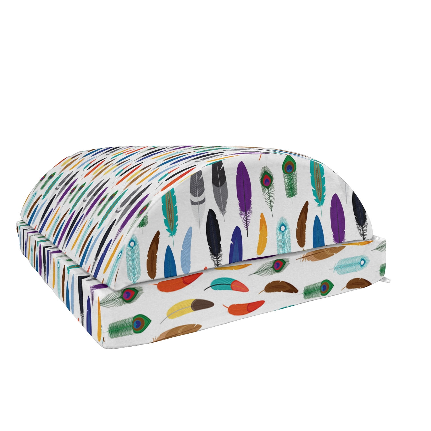 Feather Foot Rest, Assortment of Colorful Quills Folklore Motifs ...