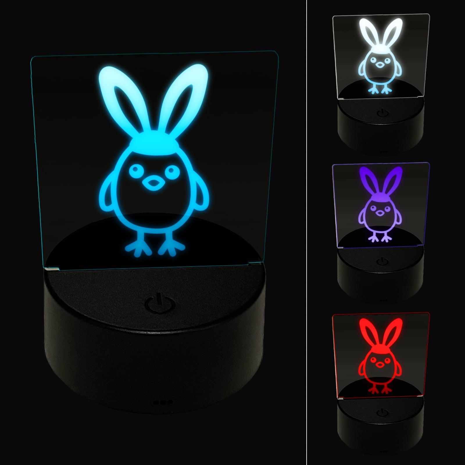 Easter Chick with Bunny Ears LED Night Light Sign 3D Illusion Desk ...