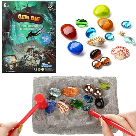 Gems Dig Kit Gemstone Excavation Kit Mining Toy, Excavate 17 Gems and ...