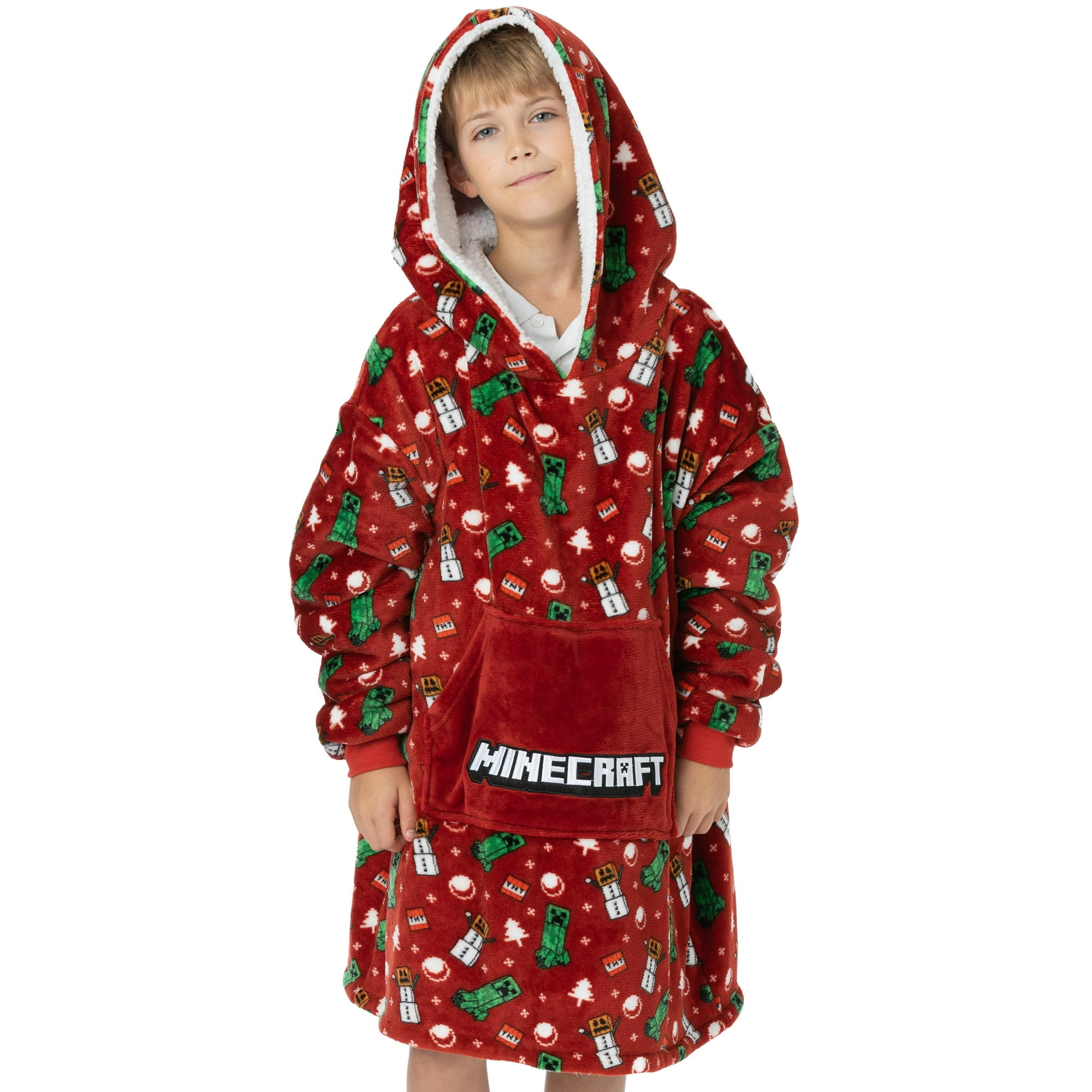 Click here for Minecraft Unisex Kids Red Christmas Blanket Hoodie... prices