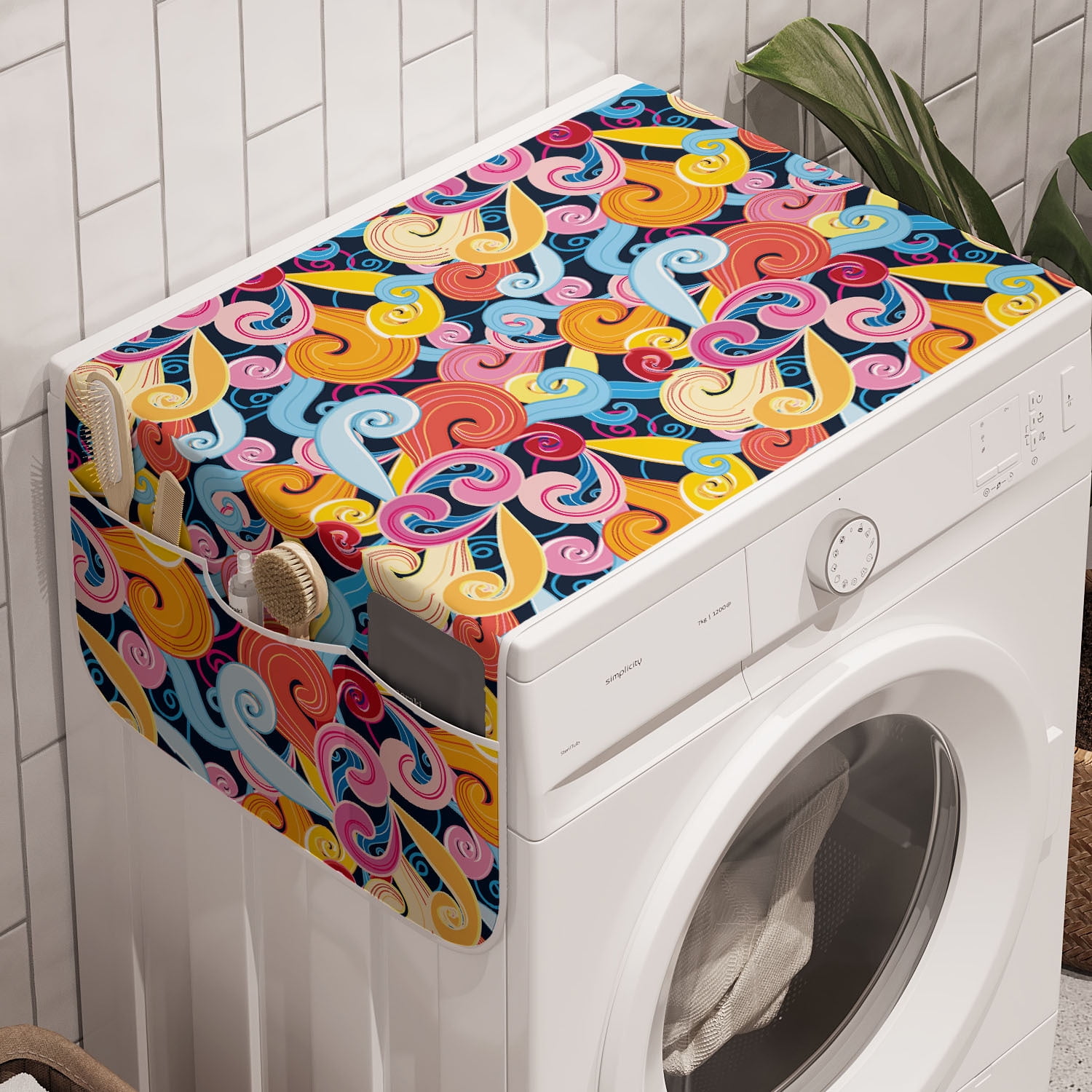 Pastel Washing Machine Organizer, Vivid Spiral Tiles Funny Style ...