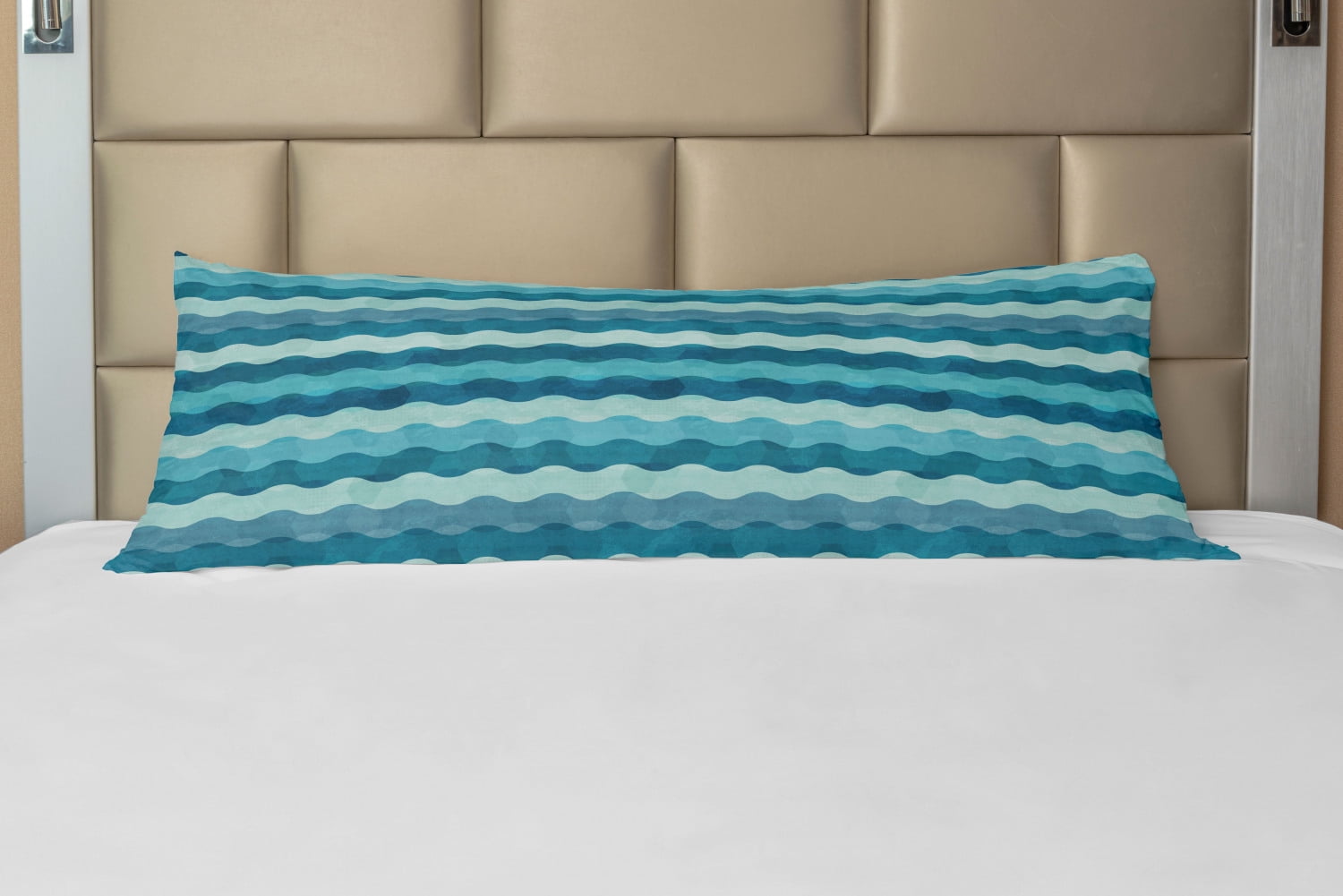 Abstract Body Pillow Case Cover with Zipper, Ocean Themed Wave Design ...