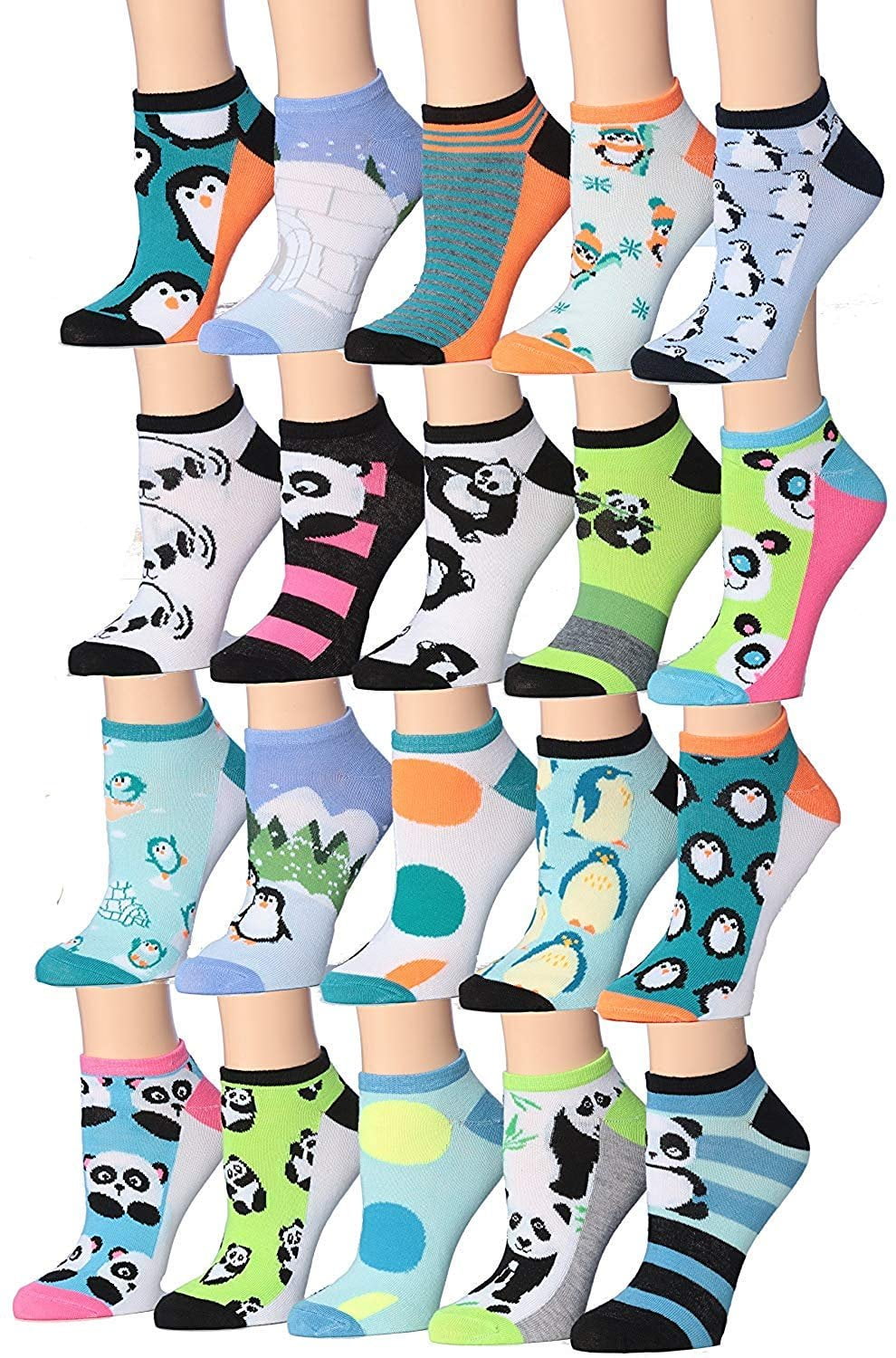 Colorfut Women's 20 Pairs Colorful Patterned Low Cut/No Show Socks ...