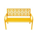 Sunny Yellow Serenity- All-Steel Garden Bench for Outdoor Bliss ...
