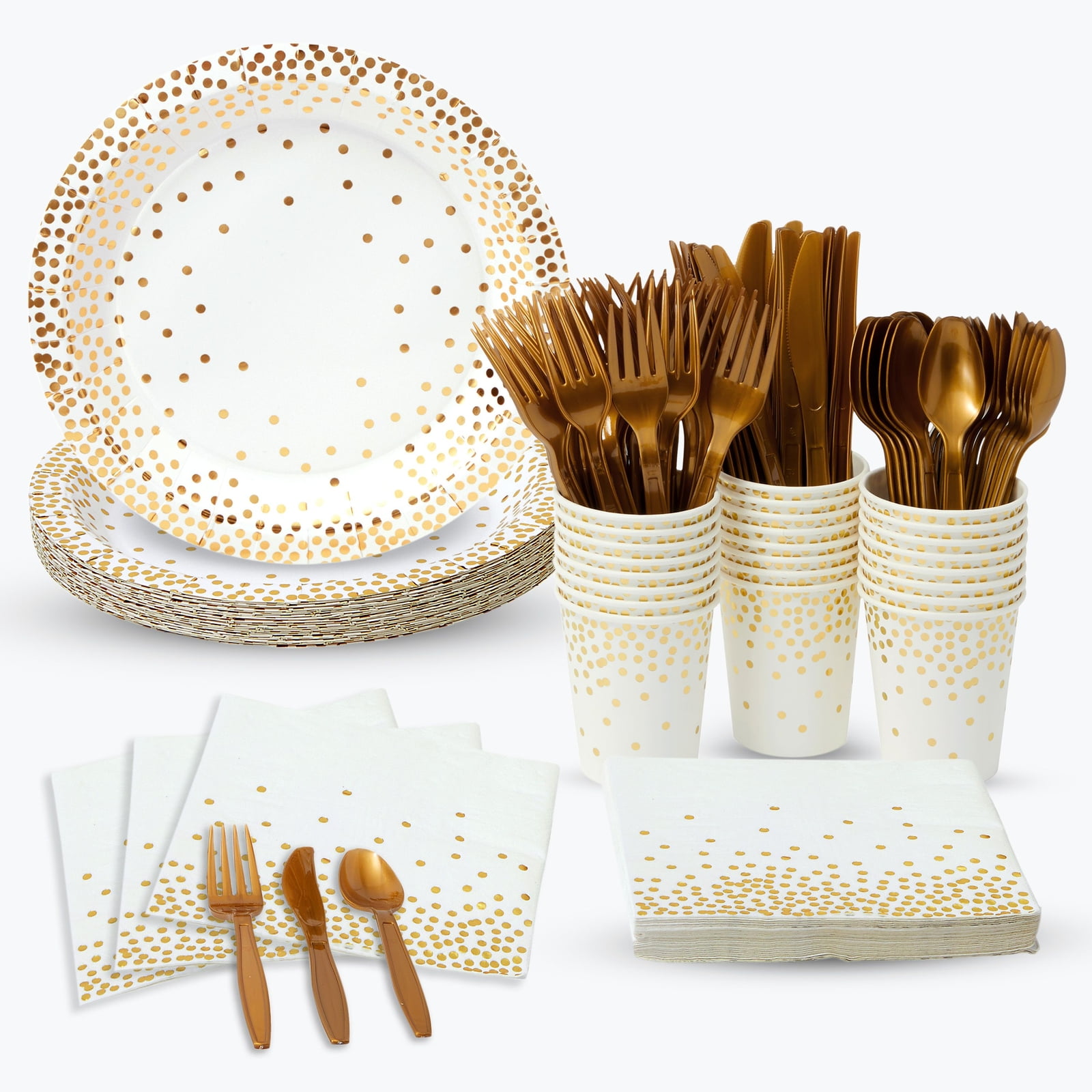144 Pieces White and Gold Party Supplies for White and Gold Birthday ...