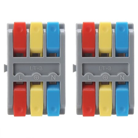 2Pcs Wire Block Clamp Terminal 3?Position Push?Type Electrical ...