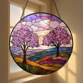 Purple Tree Landscape Stained Glass Style Suncatcher – Window Hanging ...