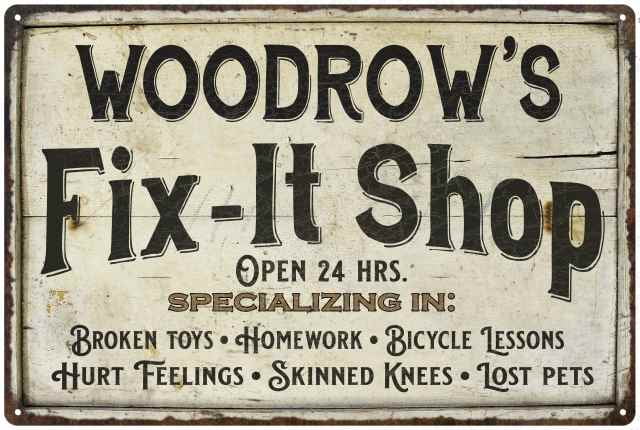 WOODROW'S Fix-It Shop Sign Grandpa Dad Wall Decor Gift 8x12 Metal ...