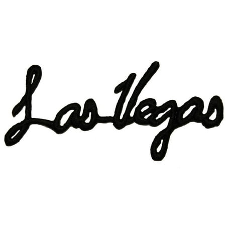 ID 0074Z "Las Vegas" Black Lettering Patch Cursive Sign DIY Iron On ...