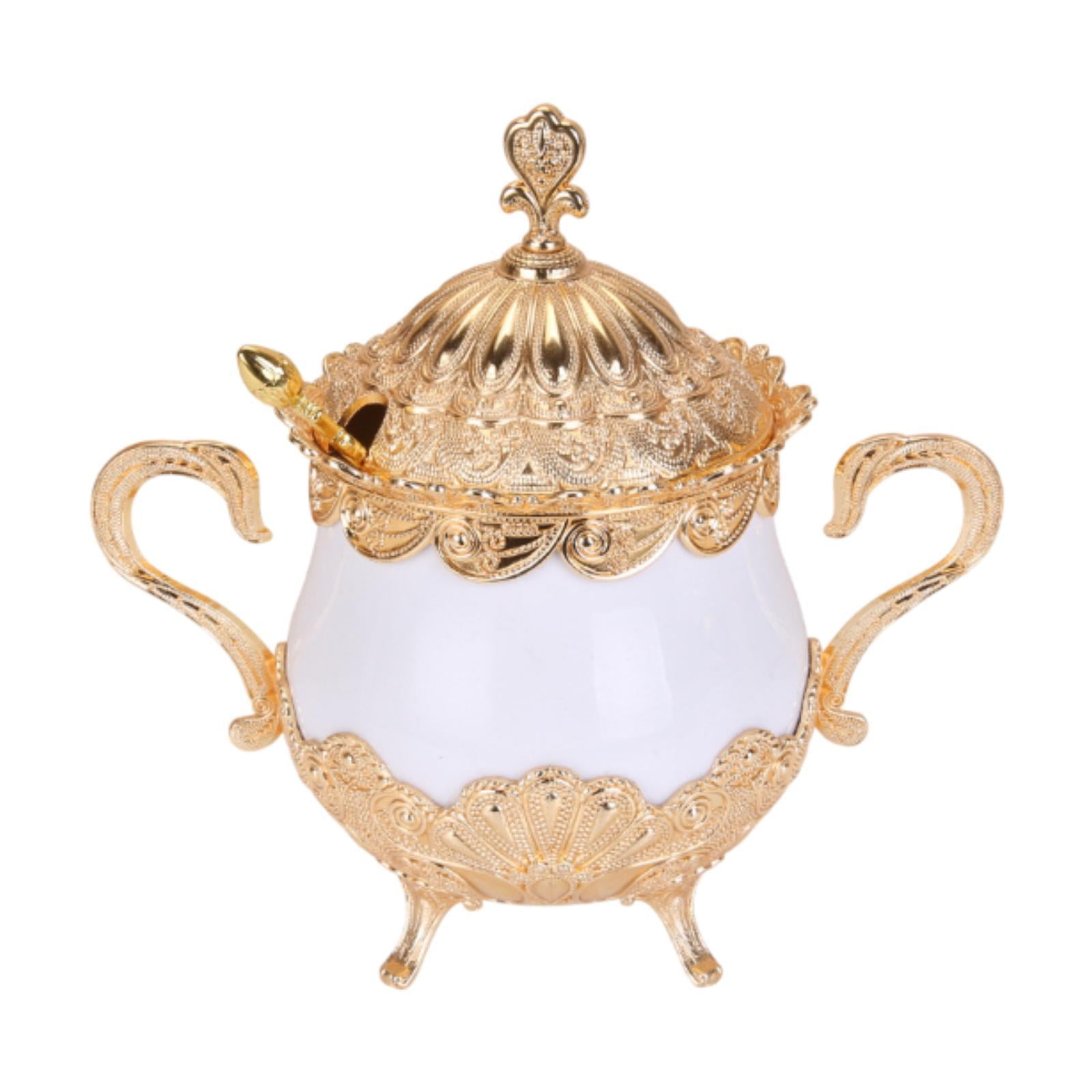 Tarro de almacenamiento dorado Macarena azucarero con asa Cerámica vidrio | Bodega Aurrera en línea