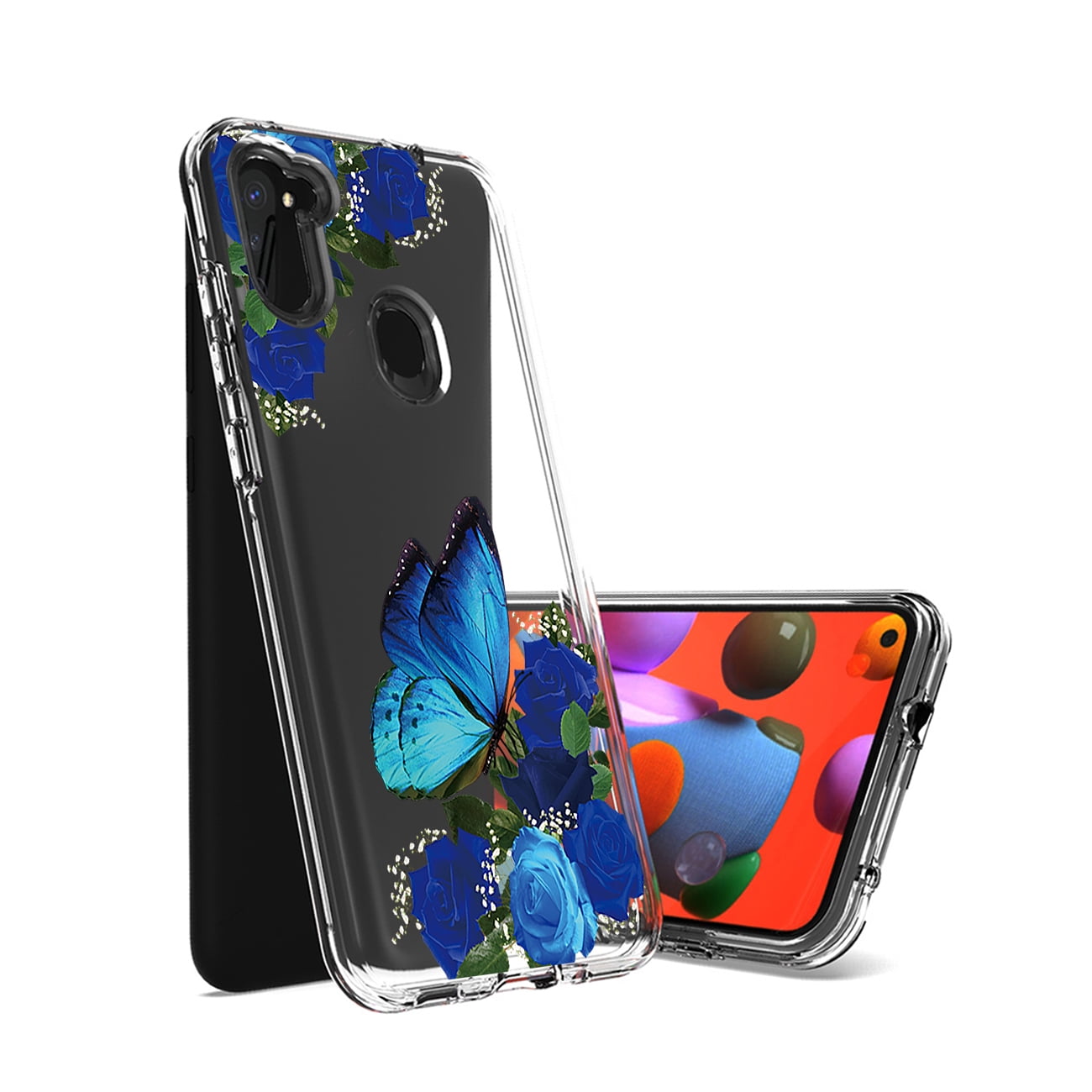 Pressed Dried Flower Design Phone Case For Samsung Galaxy A11 In Blue ...