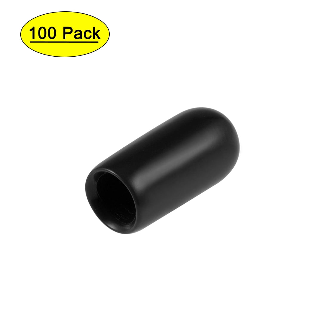 Uxcell 5mm ID Black Screw Thread Protectors Vinyl End Caps 100 Pack ...