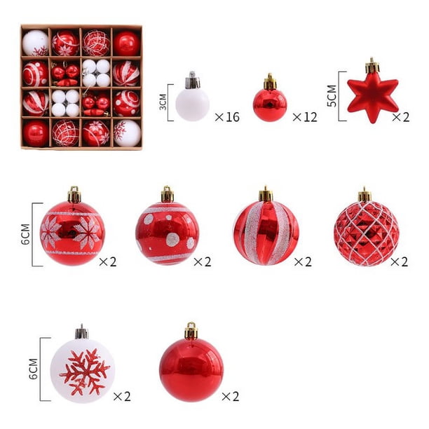 (Red) Christmas Baubles, 42 Pieces Christmas Tree Baubles Christmas ...