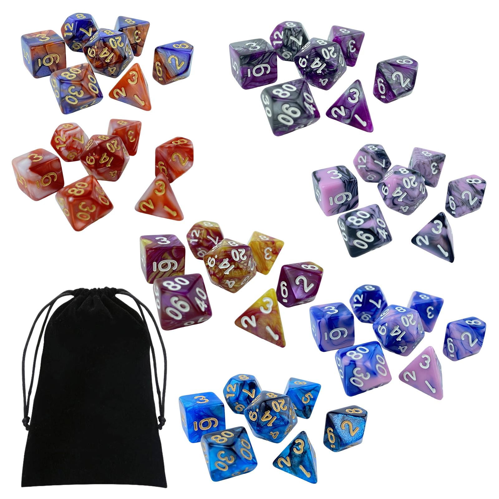 49 Pieces Engraved Polyhedral Dices Set with Storage Bag Bicolor Toys ...