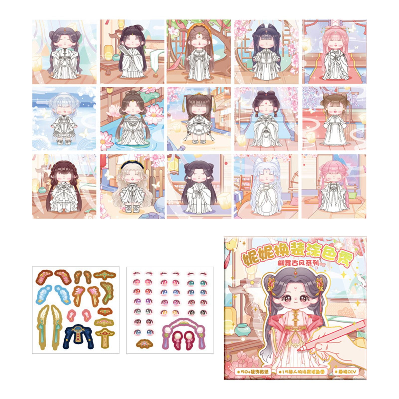 12Pcs Princess Themed Face Stickers Make A Face Sticker Book for Kids ...