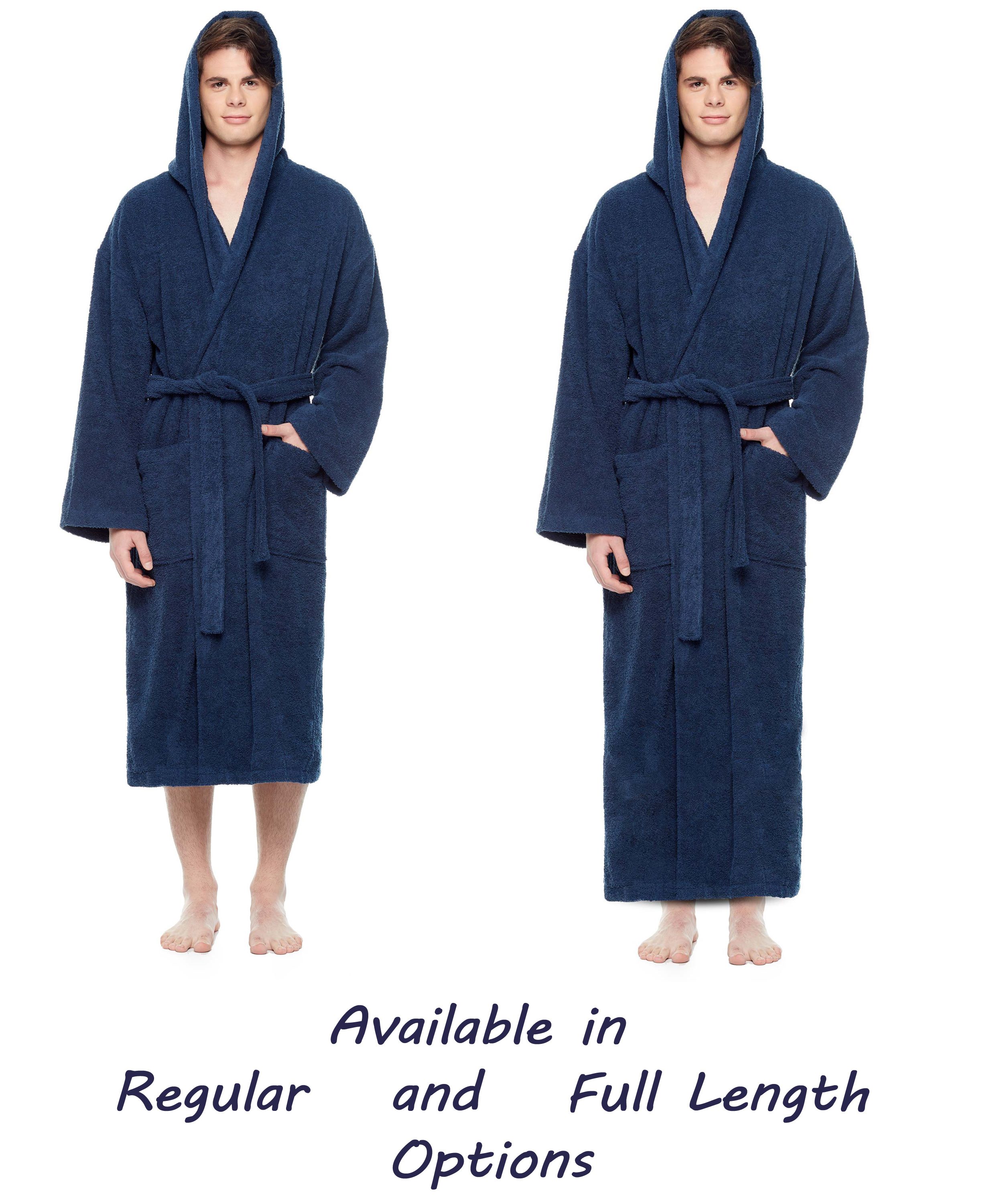 Men's Olympic Style Turkish Cotton Hooded Bathrobe with Long Options ...
