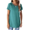Fantaslook Women's Short Sleeve Crew Neck Tunic Tops with Side Split ...
