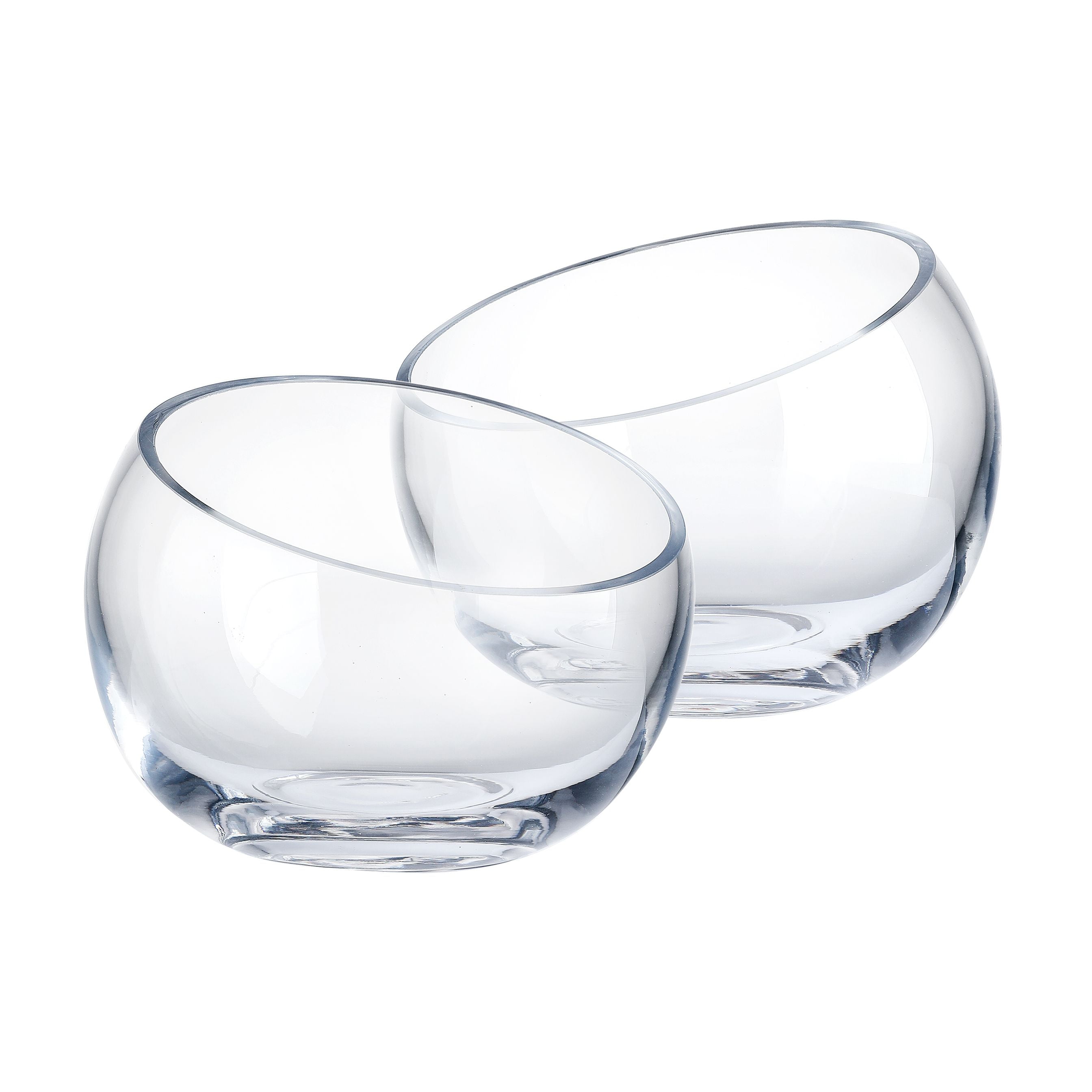 Glass Slant Bowlglass Terrarium Set Of 2