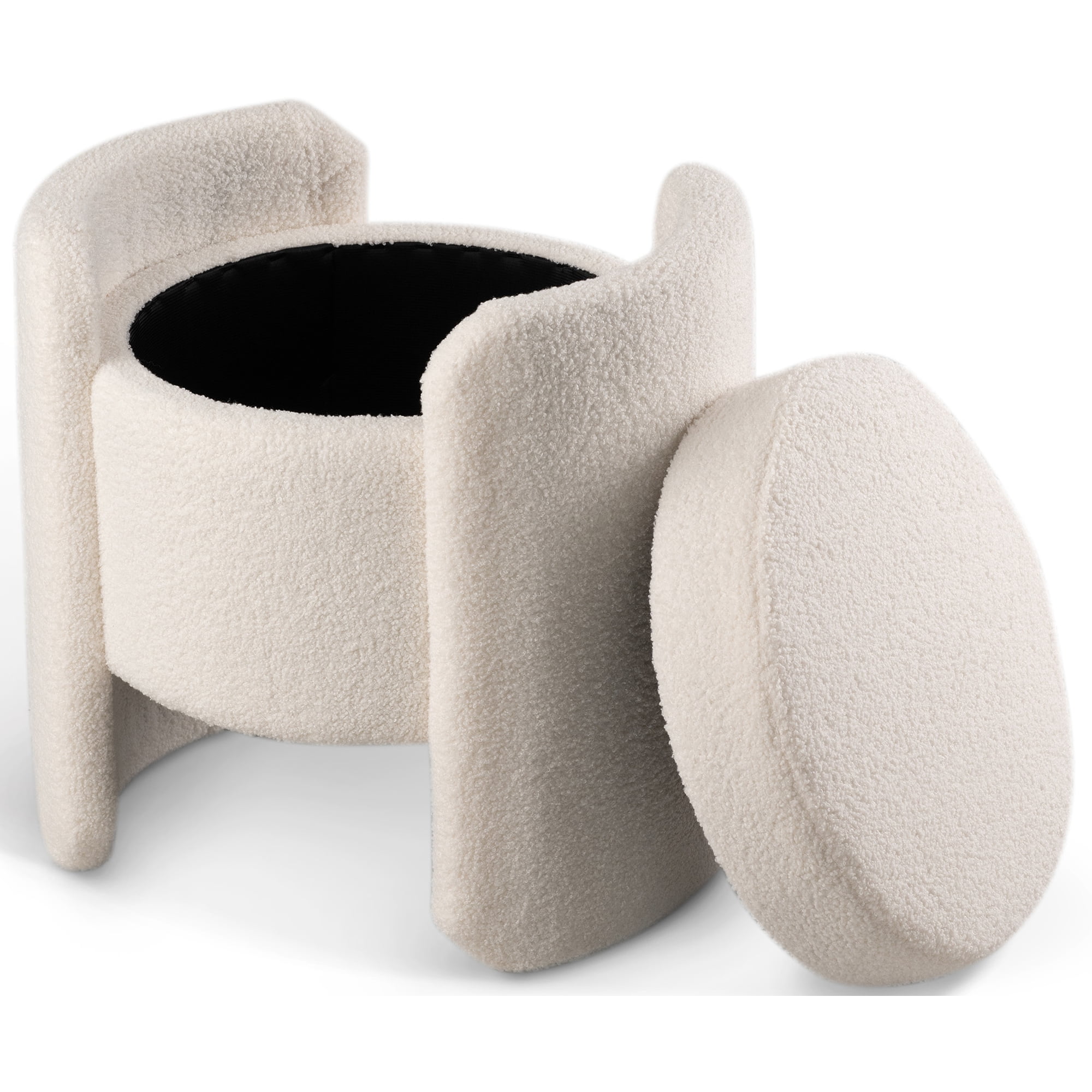 Click here for Repose Modern Cassian Round Boucle Storage Ottoman... prices