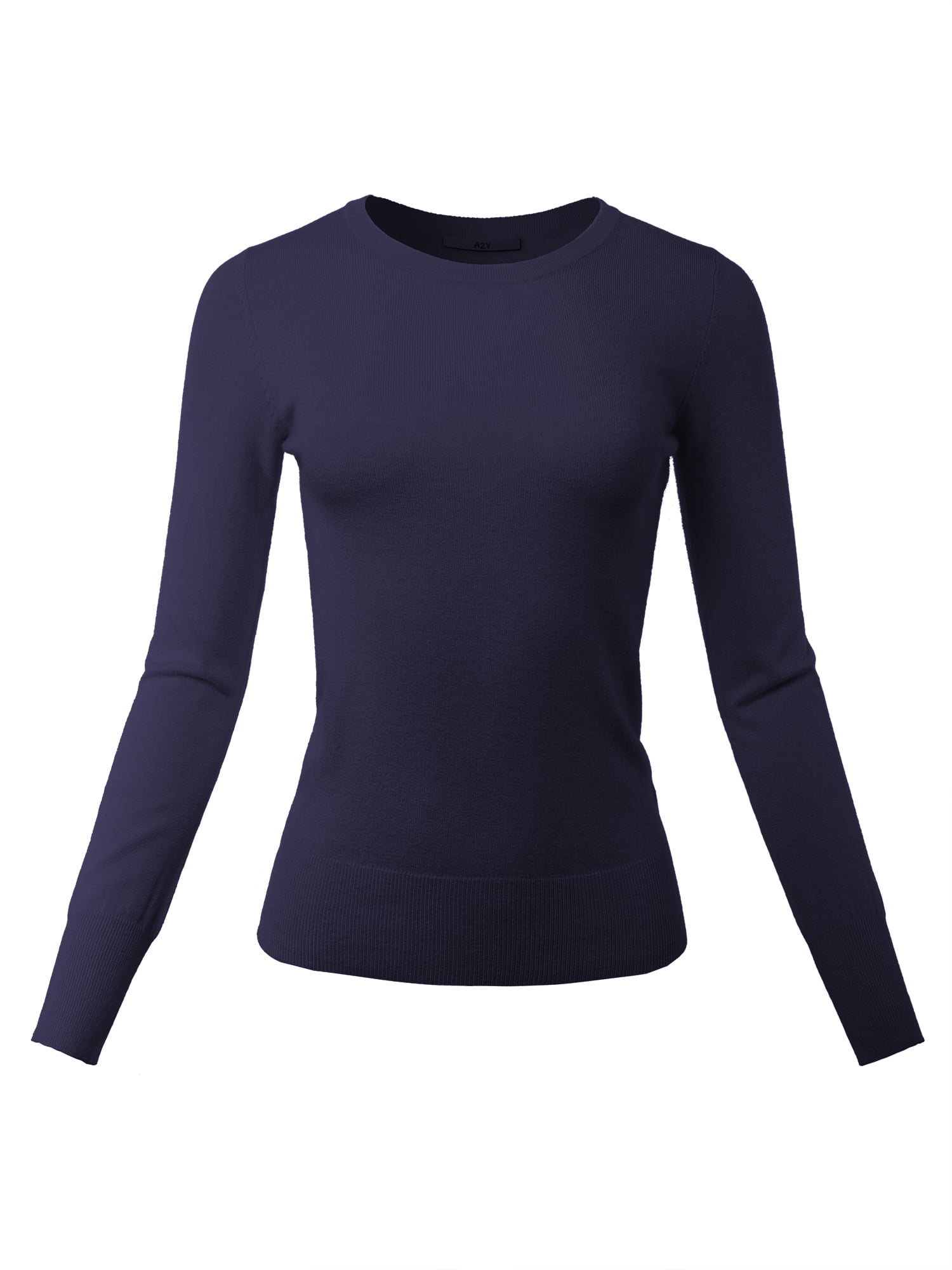 A2y Womens Fitted Crew Neck Long Sleeve Premium Pullover Viscose