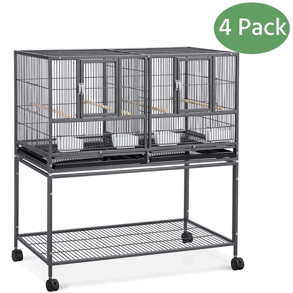 Yaheetech 4 pcs Double Stackable Wide Bird Cage Divided Breeder Cage ...