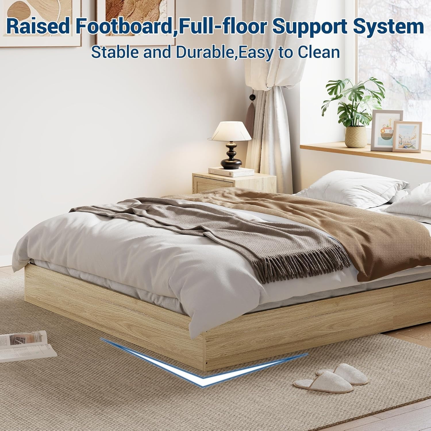 Click here for Kojooin Solid Wood Platform Bed With Sturdy Wooden... prices