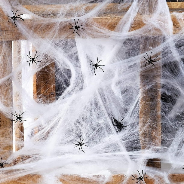 1000 Sqft Halloween Spider Web Decorations with 20 Fake Spiders Spooky ...