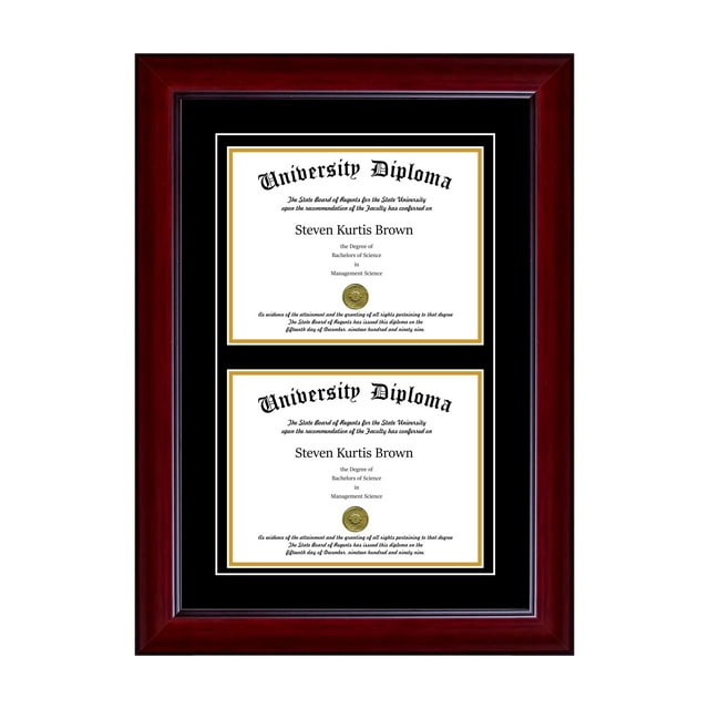 Double Diploma Frame with Double Matting for 8.5" x 11" Tall Diploma ...