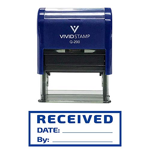 Vivid Stamp Received W/Border Self-Inking Office Rubber Stamp (Blue ...