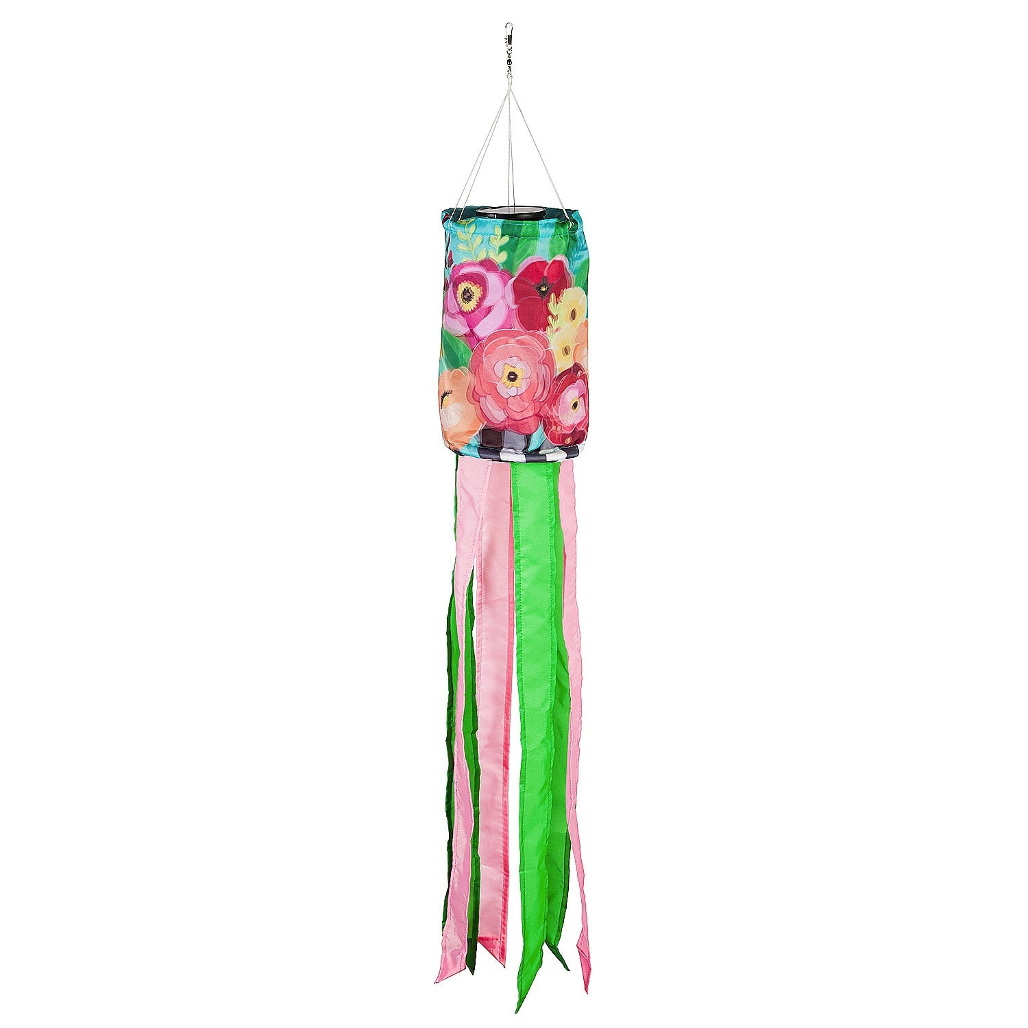 Evergreen Flag Floral Check Solar Motion Windsock 38 x 7 Inch Colorful ...