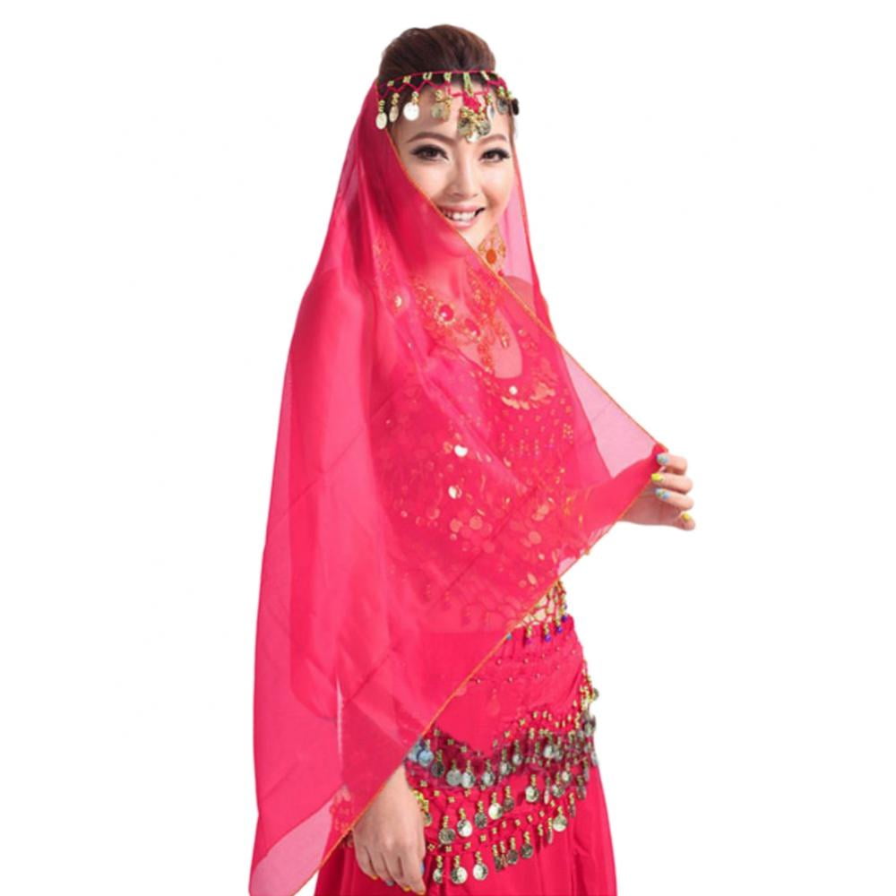 Women Headband Belly Dance Face Veil Headpiece Head Scarf Shawl ...