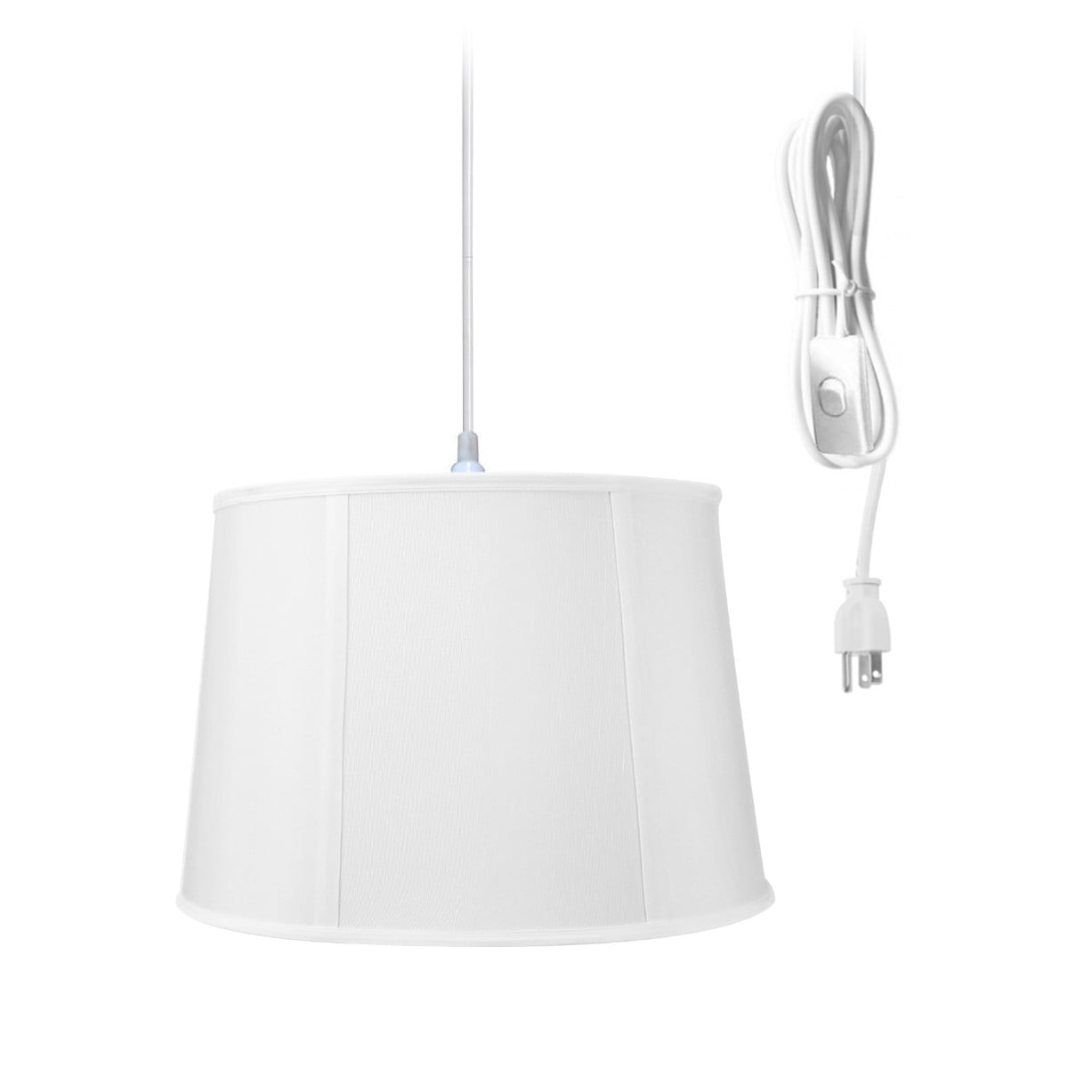 Drum 1 Light Swag Plug-In Pendant Hanging Lamp 10x12x08 White Shade ...