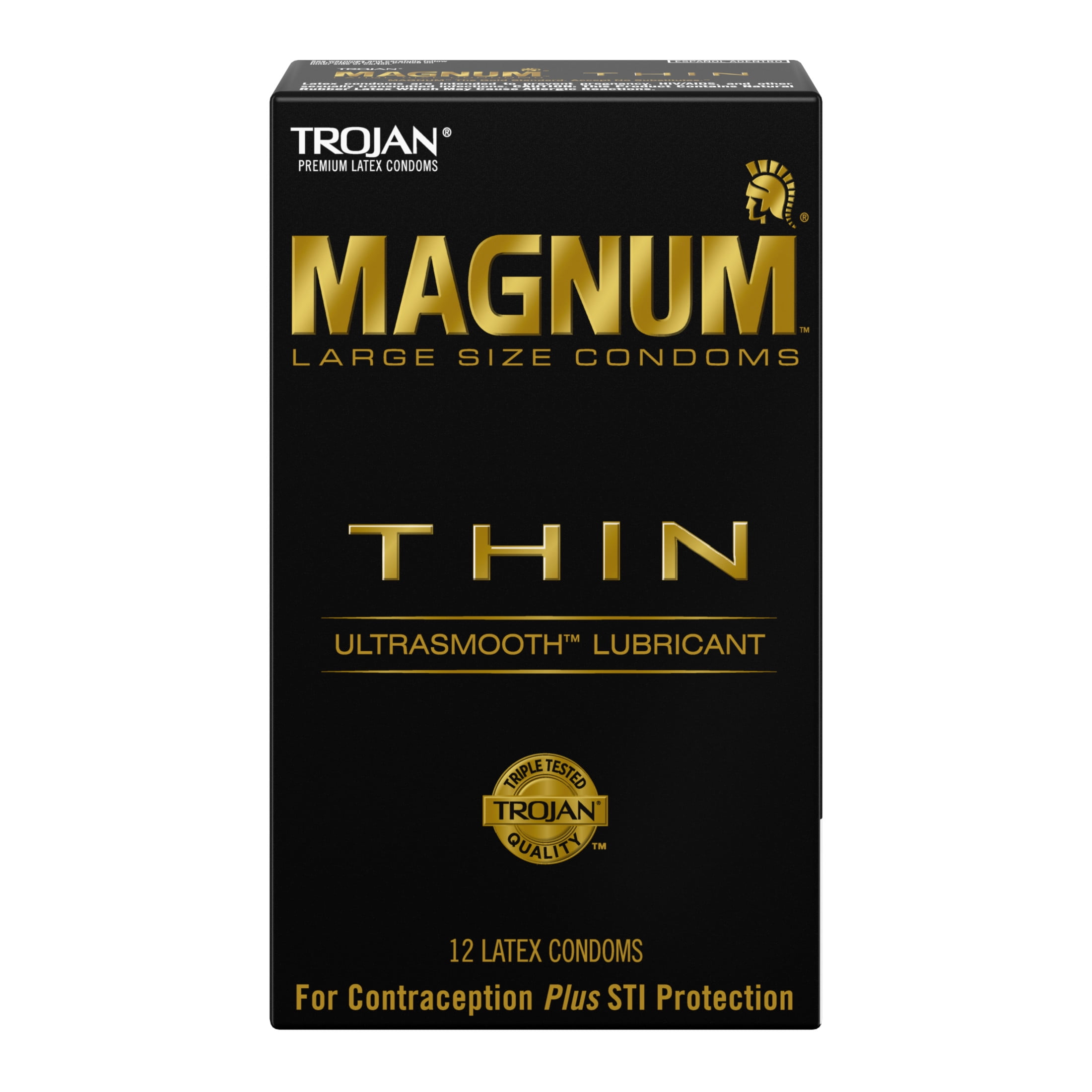 Trojan Magnum Ribbed Large Size Lubricated Condoms - 12 Count