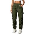 Bloomae Cargo Pants Women Drawstring Elastic High Waist Baggy Jogger ...