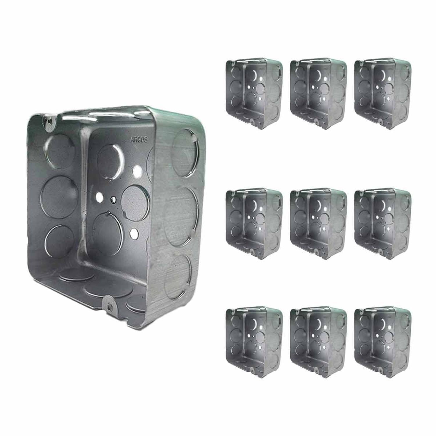 Pack 10 Pzs Caja Metalica Tipo Cuadrada Acero 4x4 Pulg plateado 4 ...