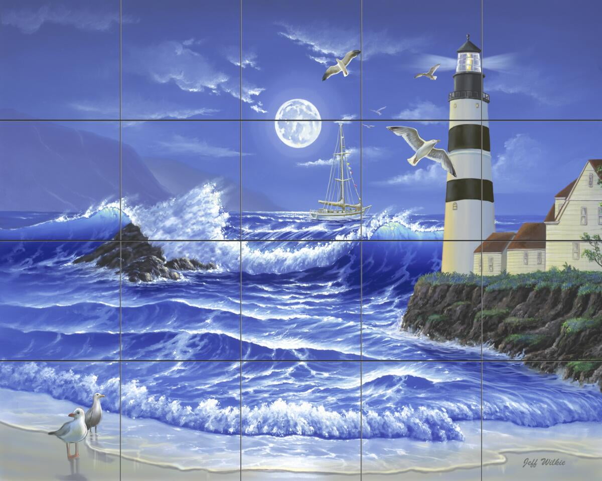 Tile Mural Kitchen Backsplash - Lighthouse Romance-JW - by Jeff Wilkie ...