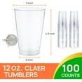 100 Count 12 OZ Clear Hard Plastic Disposable Cups, Elegant Fancy Party ...