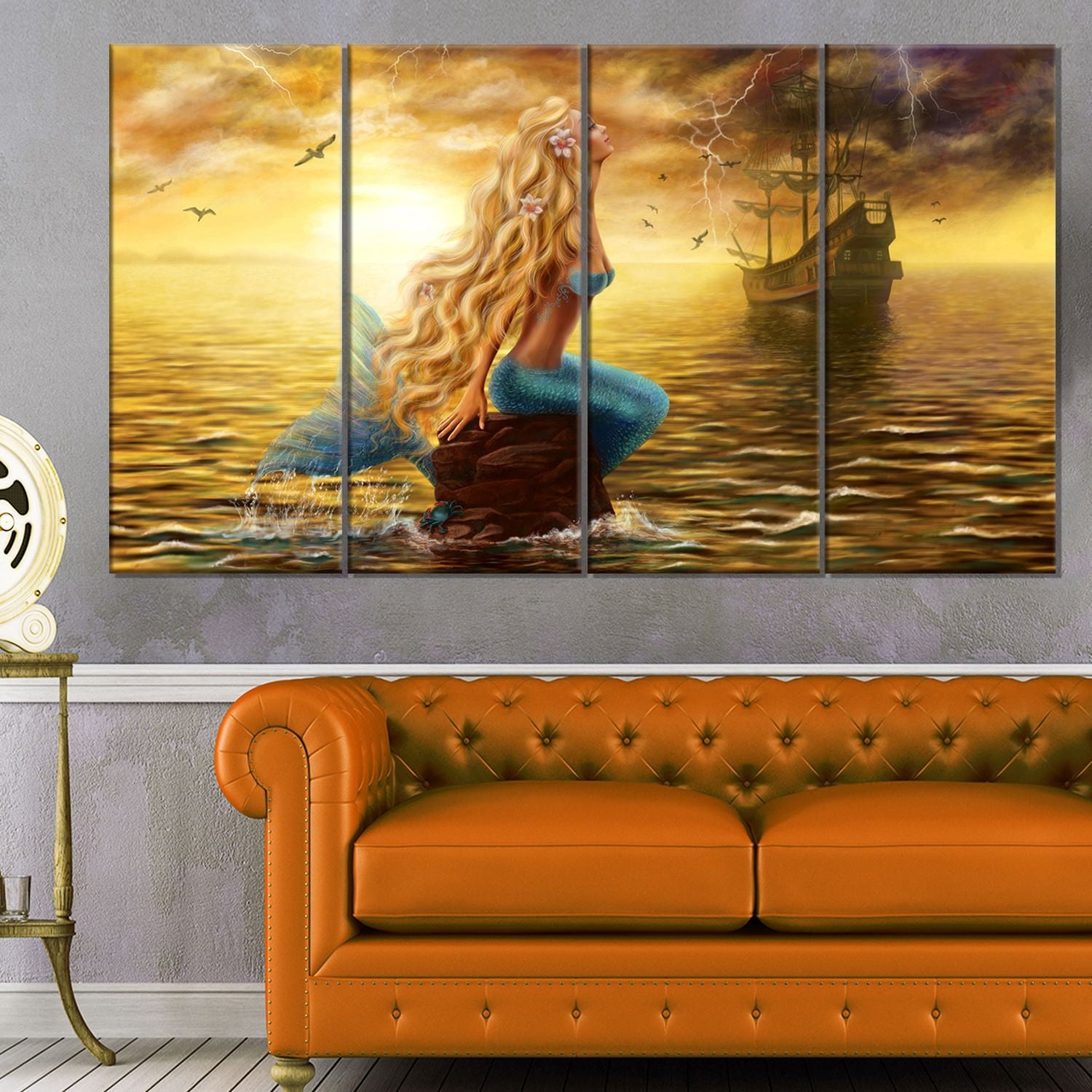 Click here for Designart Design Art Sea Mermaid With Ghost Ship S... prices