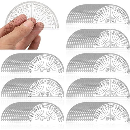 Mihiba 100 Pieces Plastic Protractor Math Protractors 180 Degrees Clear ...