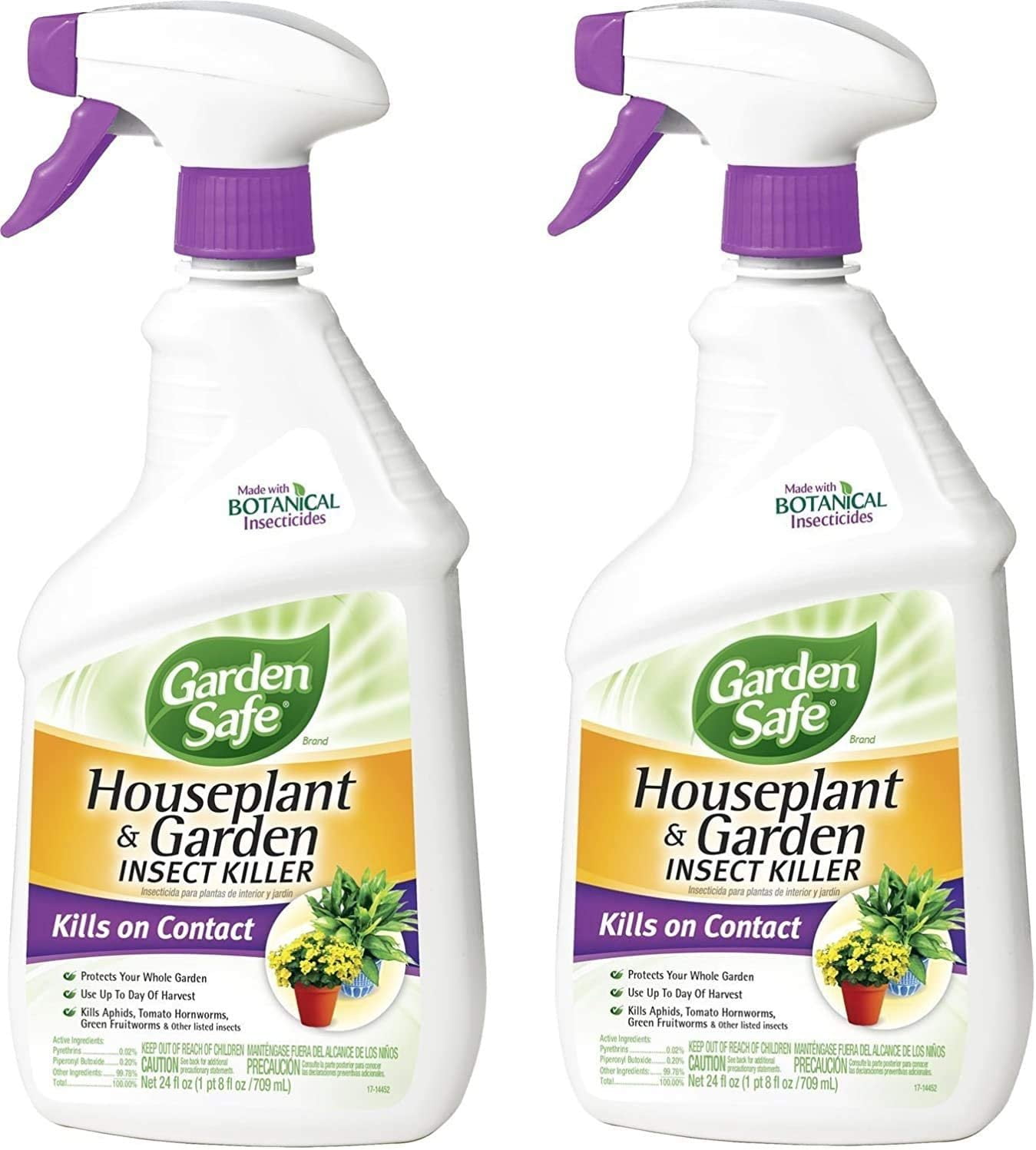 Garden Safe 80422 Houseplant and Garden Insect Killer 24-Ounce Spray, 2 ...
