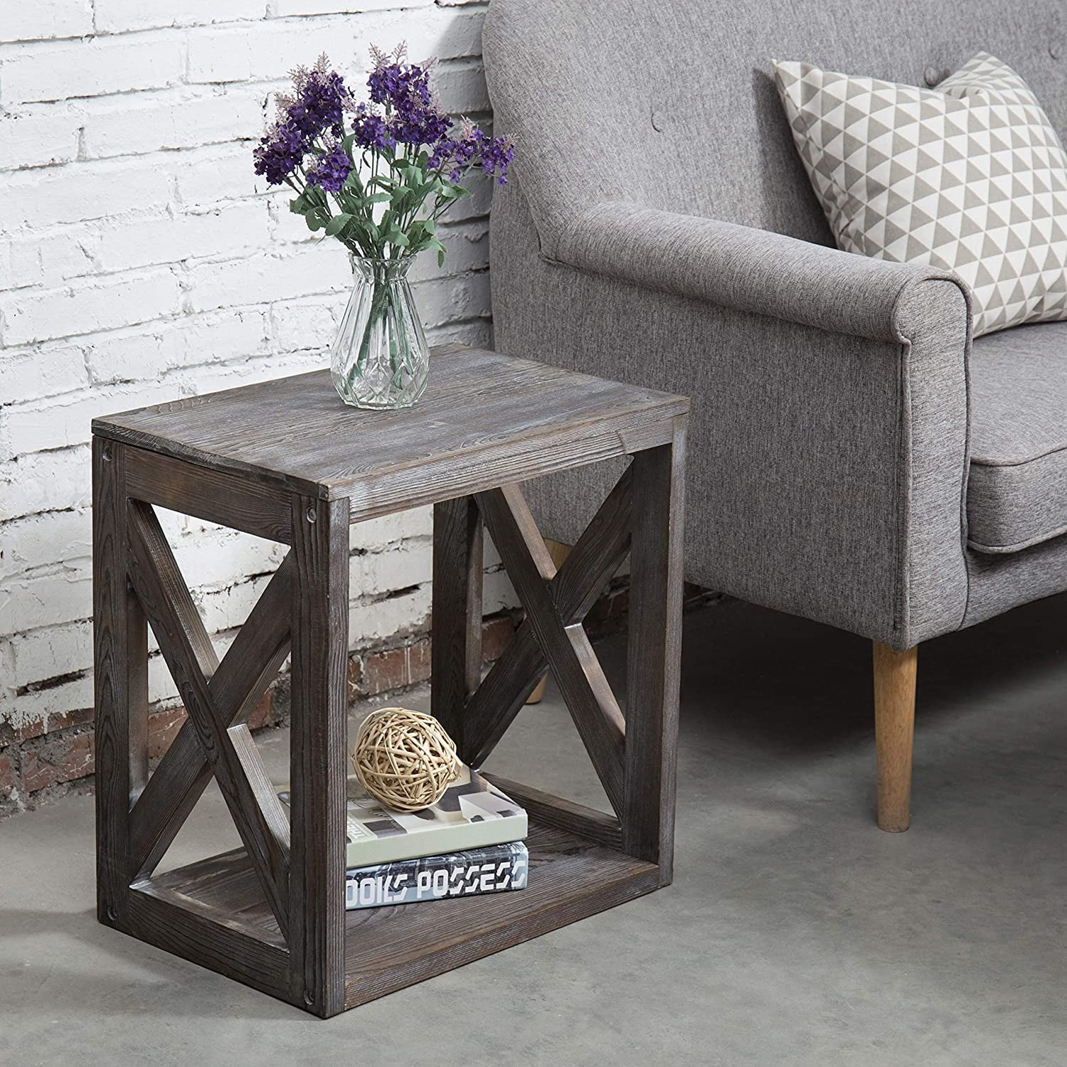 MyGift Rustic Gray Wood Rectangular End Table - Walmart.com