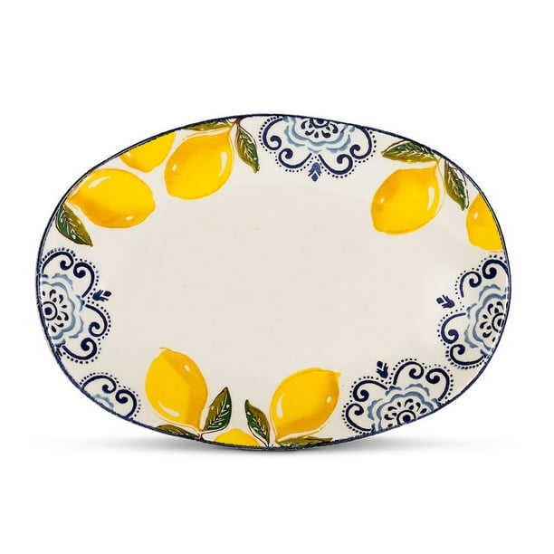 Set of 2 Lemon Print Large Oval Platter - Walmart.ca